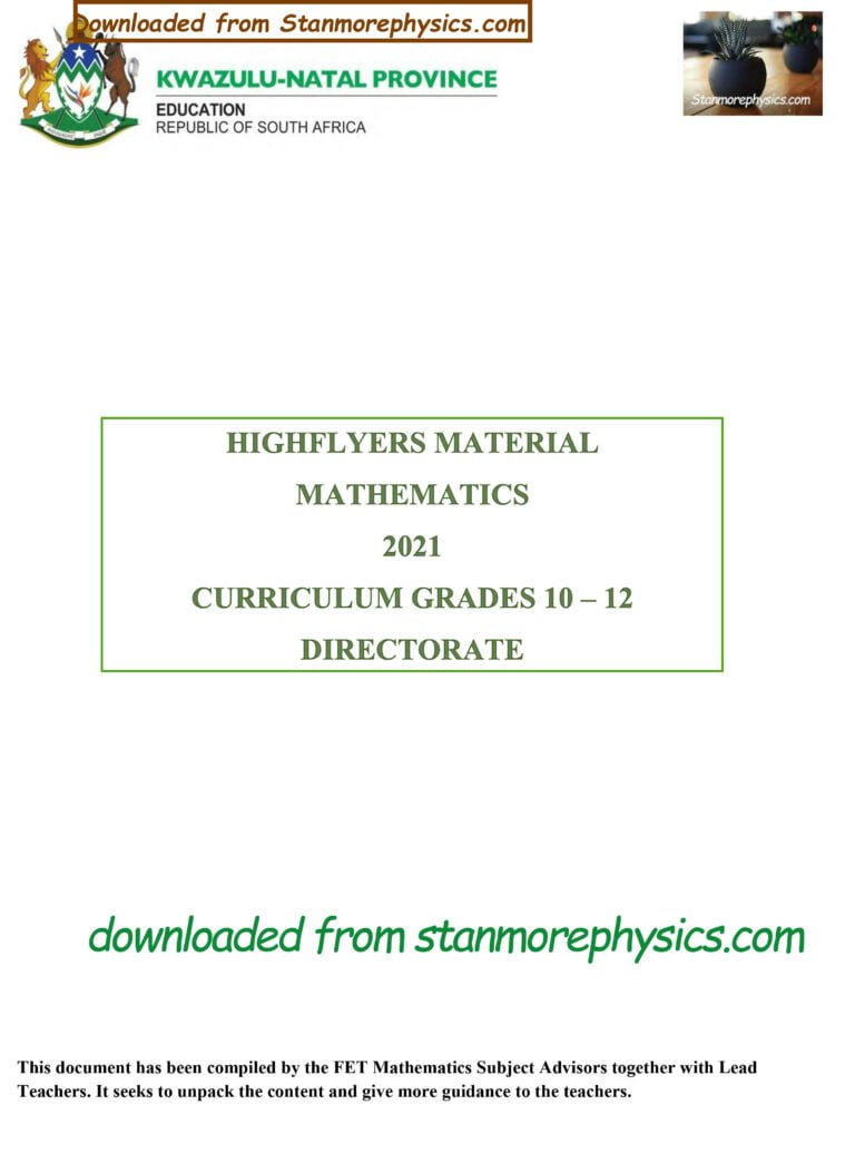 Maths study notes for grade 12. These Notes are for Papers 1 and 2